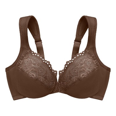Glamorise Womens Low Cut Wonderwire Lace Underwire Bra 1240 Mocha 48f ...