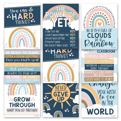Hadley Designs Boho Rainbow Growth Mindset Classroom Decor Posters, Set ...