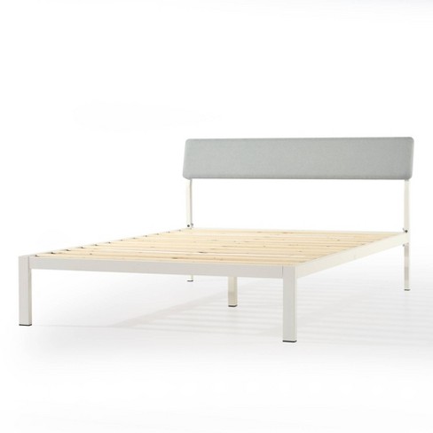 King Kera Metal Platform Bed with Angled Headboard Storage Space Mellow