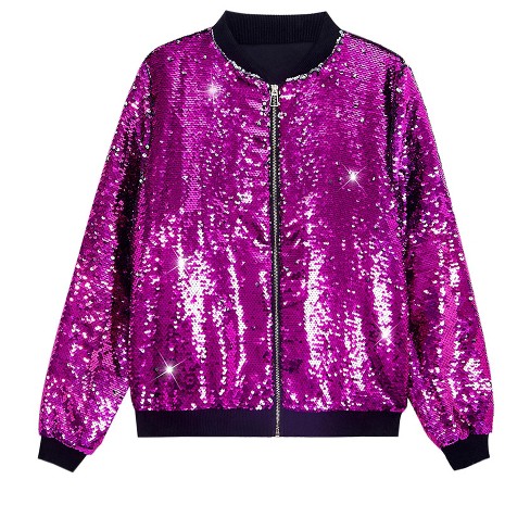 Lars Amadeus Men's Zip Up Party Disco Metallic Shiny Sequin Varsity ...