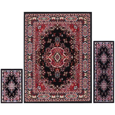 Home Dynamix Ariana Ksara Traditional Medallion Border Area Rug, Black ...