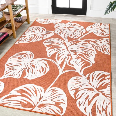 Jonathan Y Tobago High-low Two-tone Monstera Leaf Floral Indoor/outdoor ...