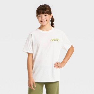 Girls' "Matcha" Oversized Graphic T-Shirt - art class™ White L : Target