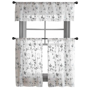 Kate Aurora Living Complete 4 Piece Linen Leaf Embroidered Complete ...