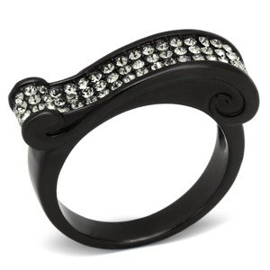 Slickblue Women’s IP Black Stainless Steel Ring, Flowing Asymmetrical ...