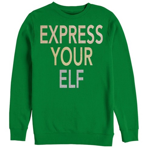 Women's Chin Up Christmas Express Your Elf Sweatshirt - Kelly Green ...
