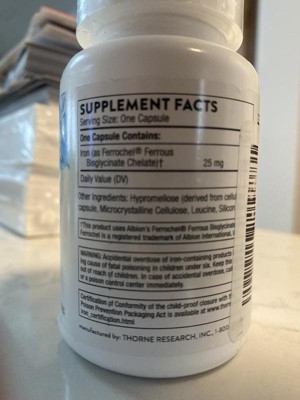 Thorne Iron Bisglycinate - 25 Mg - Optimal Absorption - Support Red ...