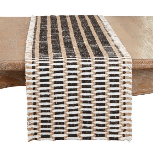 Saro Lifestyle Textured Weave Table Runner, 14"x72", Black : Target