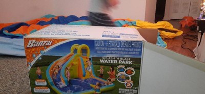 Banzai Splash ’n’ Blast Water Slide, Heavy Duty Inflatable Backyard ...