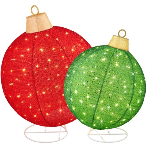 Best Choice Products 2pc Lighted Pop up Christmas Ornaments Outdoor Holiday Decoration W 180 Led Lights Red green Target