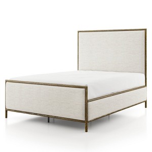 24/7 Shop At Home Parto Modern Forged Metal Upholstered Panel Bed Full ...