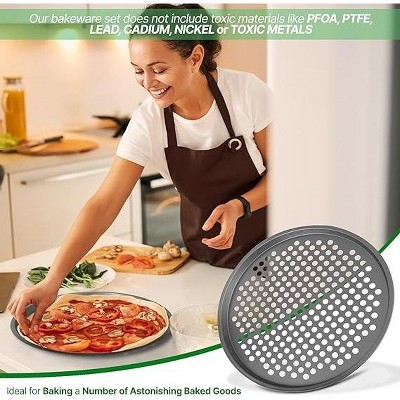 Nutrichef Non-stick Pizza Pan - Deluxe Nonstick Gray Coating Inside And ...