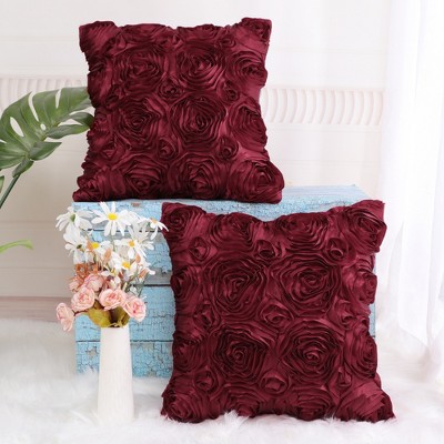 Piccocasa 3d Satin Rose Flower Throw Pillow Cover Roses Floral Cushion ...