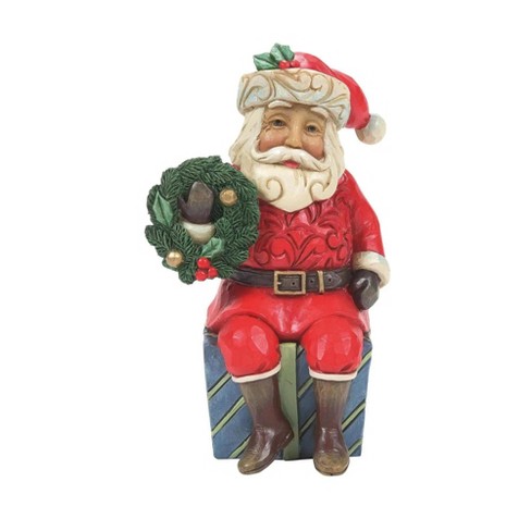 Jim Shore 3.5 Inch Santa Sitting On Gift Mini Heartwood Creek Santa ...