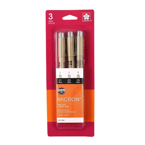 3pk Micron Archival Ink Multi-size Tip Pen Set - Black: Pigma Micron ...
