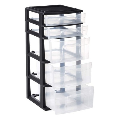 Homz Plastic 5 Clear Drawer Medium Home Organization Storage Container ...