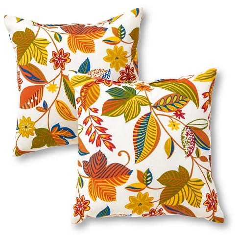 Kensington Garden 2pk 17"x17" Floral Square Outdoor Throw Pillows ...