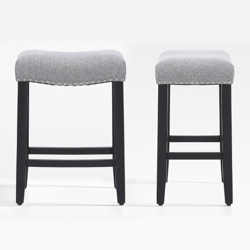 Westintrends 24" Upholstered Saddle Seat Counter Stool (set Of 2 ...