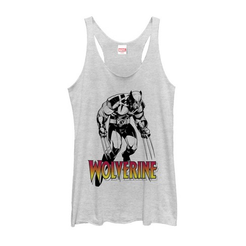 Women's Marvel X-men Wolverine Grayscale Racerback Tank Top - White ...
