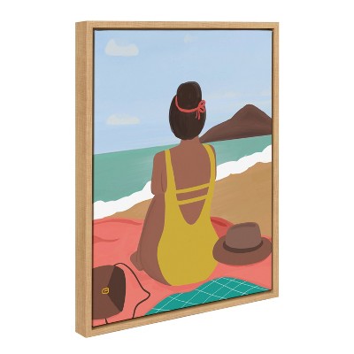 18" x 24" Sylvie Beach Solo Framed Canvas by Queenbe Monyei Natural ...