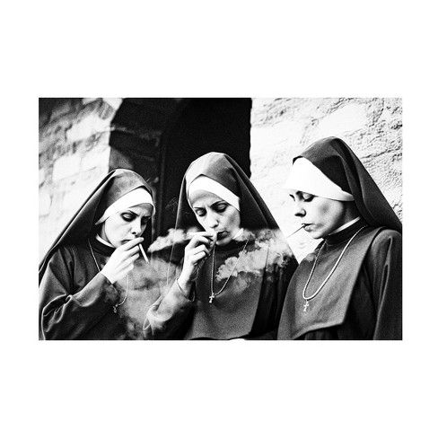 Trademark Fine Art - Decent Exposures Smoking Nuns Canvas Art - 47 X 30 ...