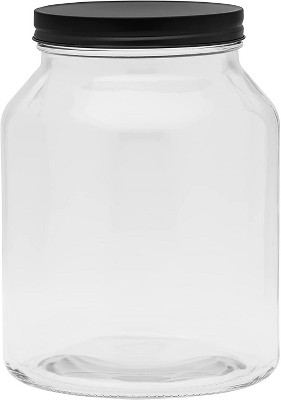 Classic Touch Large Vivid 90 Oz Glass Canister Jar With Lid - 14k Gold ...