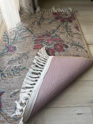 2'x3' Washable Floral Printed Accent Rug Beige/red - Threshold ...