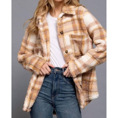 Women's Annika Oversized Plaid Faux Fur Shacket - Active Basic : Target