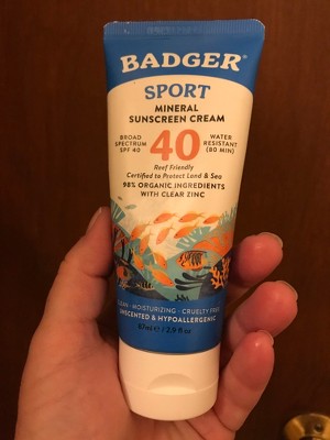 Badger Sport Mineral Sunscreen Cream - Spf 40 - 2.9 Fl Oz : Target