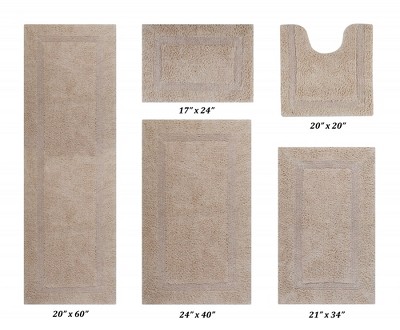 Better Trends Lux Reversible Bath Rug, 100% Cotton, 5 Piece Set (17" X ...