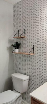 Wood Wall Shelf With Hanging Wire Natural/black - Threshold™ : Target