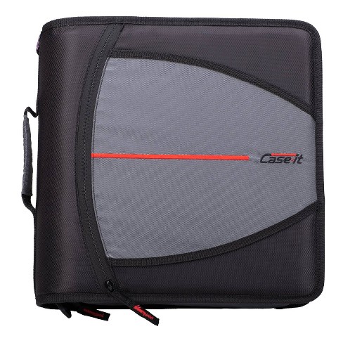 Case-it 3" Nylon Round Ring Zip Binder With Internal/external Pockets ...