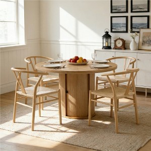4-Piece Dining Set with 47.2-Inch Round Roman Column Storage Table ...