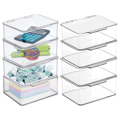 Mdesign Plastic Stackable Home, Office Supplies Storage Box, 8 Pack ...