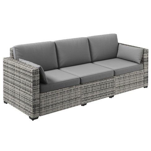 Grey rattan couch store