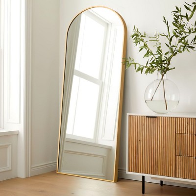 Dovelina Wood Frame Arch-top Full Length Mirror Freestanding Mirror ...