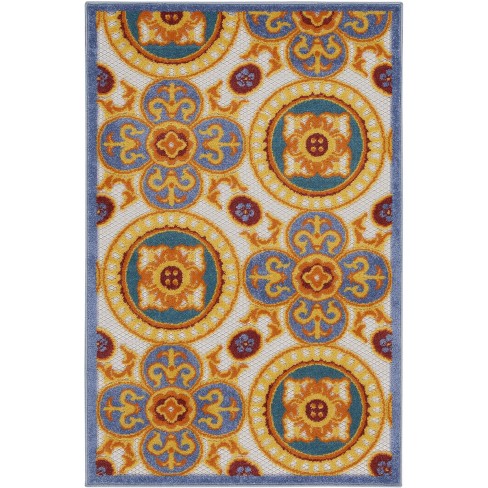 Nourison Aloha Contemporary Medallion Flatweave High-low Indoor Outdoor ...