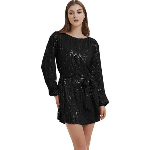 Anna-kaci Women's Sparkly Sequins Long Bishop Sleeve Crew Neck Tunic ...