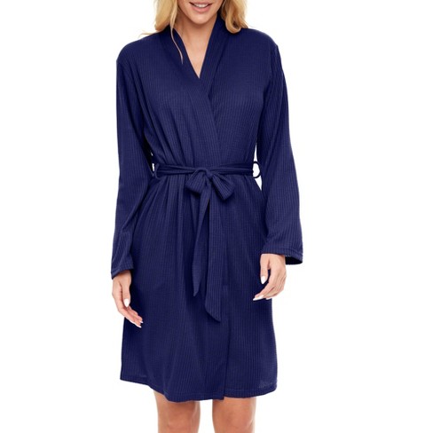 Adr Women's Ribbed Knit Wrap Robe With Pockets, Lightweight Bathrobe ...