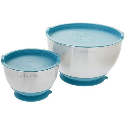 Lexi Home 2-set Stainless Steel Mixing Bowl Set With Lids In Burgundy ...