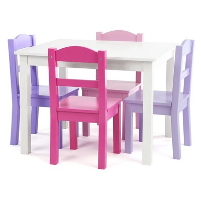 5pc Forever Kids' Wood Table And 4 Chair Set White - Humble Crew : Target