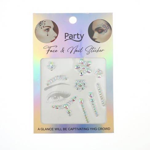 Unique Bargains Eye-catching Face Rhinestone Sticker White Assorted ...