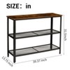 Industrial 3-Tier Console Table with Mesh Storage – 39.37" Rustic Grey ...