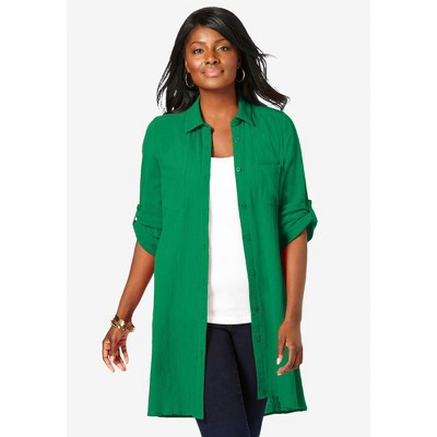 Jessica London Women's Plus Size Gauze Mega Tunic - 20 W, Kelly Green ...