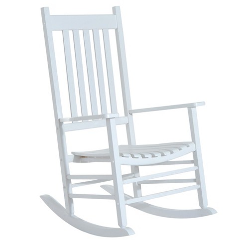 Outsunny Outdoor Rocking Chair, Wooden Rustic High Back All Weather ...