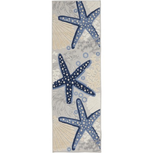 Nourison Aloha Ocean Starfish Indoor/outdoor Area Rug Blue/grey 2'3" X ...