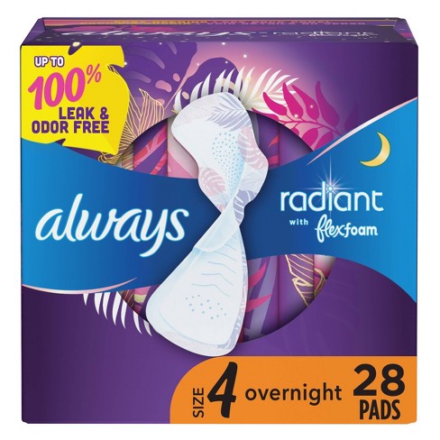 Always Radiant Overnight Sanitary Pads With Wings - Scented - Size 4 ...