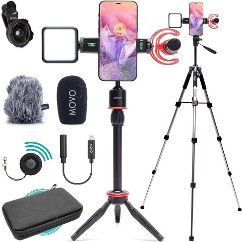 Movo Ivlog1 Vlogging Kit For Iphone With Shotgun Mic, Led Light ...