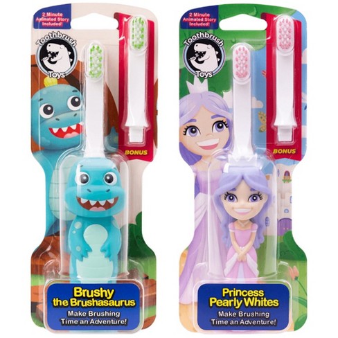 Toothbrush Toys Brushy The Brushasaurus & Princess Pearly Whites 2 Pk ...
