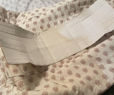Lofty Cotton Slub Woodblock Print Floral Quilt Off White/mauve ...